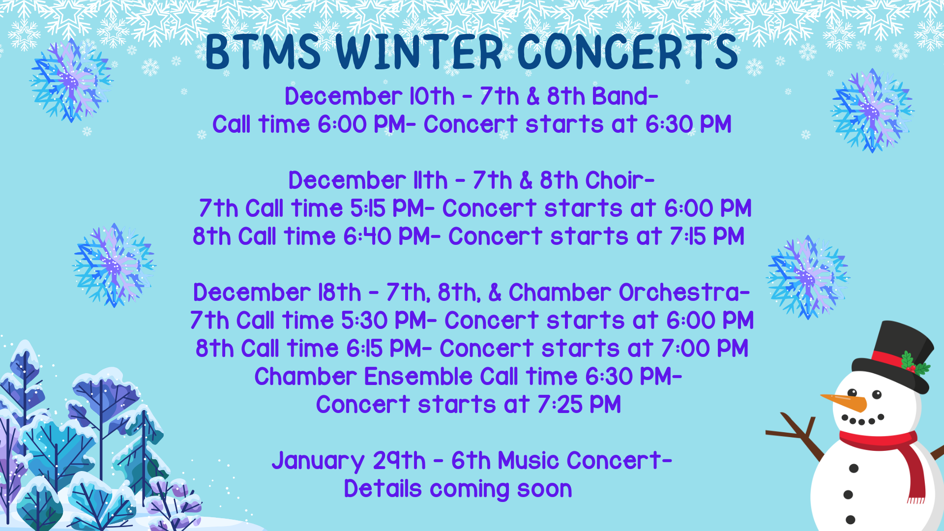 BTMS Winter Music Concerts - Benton Middle School